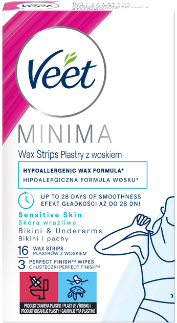 Восковые полоски для депиляции Veet Minima Гипоаллергенные для ...