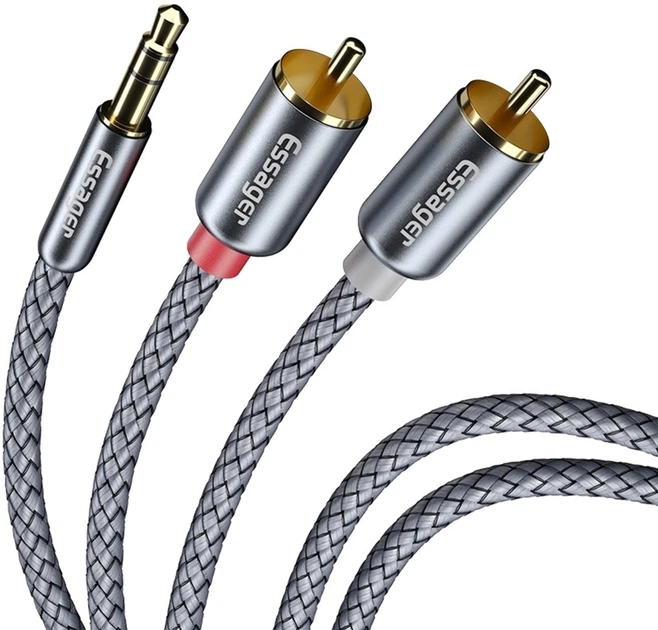 Аудио кабель Essager Monster Adapter Audio Stereo Cable 2RCA Male to 3. ...
