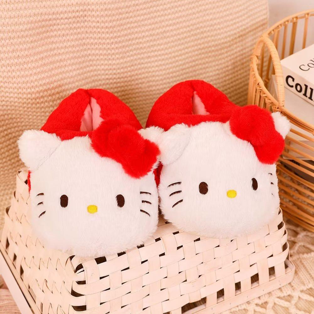 Плюшевые красные тапочки-игрушки аниме Hello Kitty (Хеллоу Китти ...