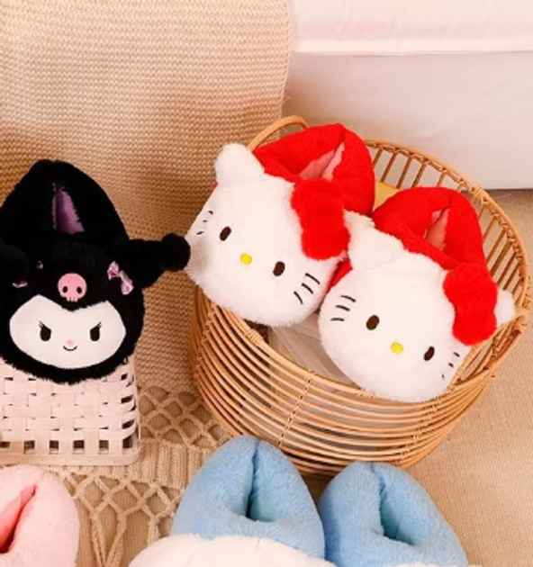 Плюшевые красные тапочки-игрушки аниме Hello Kitty (Хеллоу Китти ...