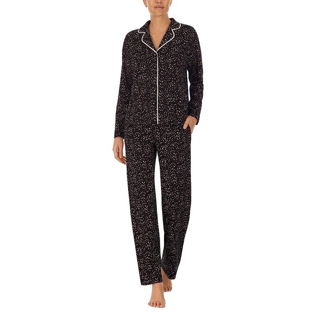 Пижама Sanctuary Long Sleeve Notch Collar PJ Set Black Ditsy, XL (50 ...