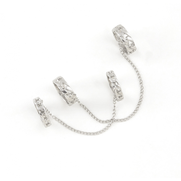 Набор колец с цепями 4 штуки бижутерия серебристый Fashion Jewelry ...