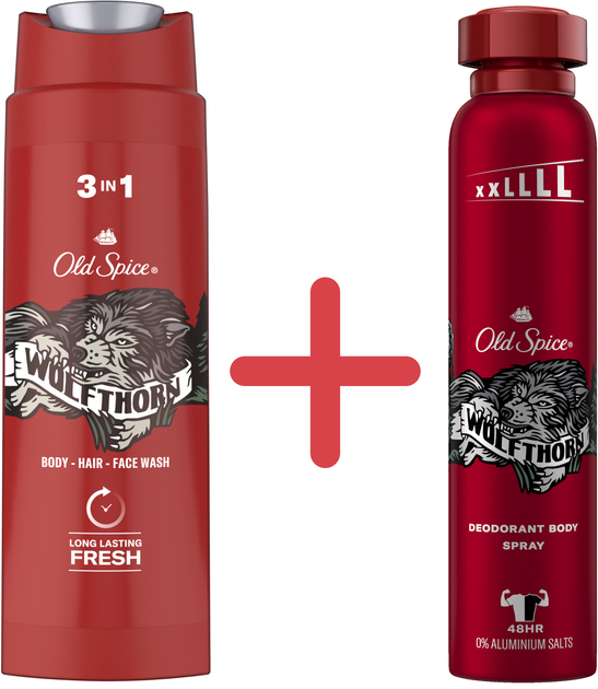 Гель для душу Old Spice Wolfthorn 3-в-1 250 мл + Аерозольний дезодорант ...