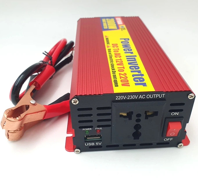 Авто інвертор 12V-220V перетворювач напруги з USB портом 2000W модифікована синусоїда Eryuan 12в ...