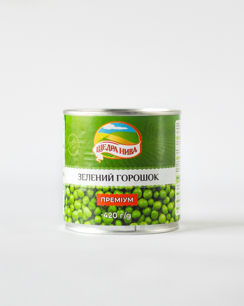 Горошок зелений Щедра Нива консервований 420 г х 6 шт з ключем ...