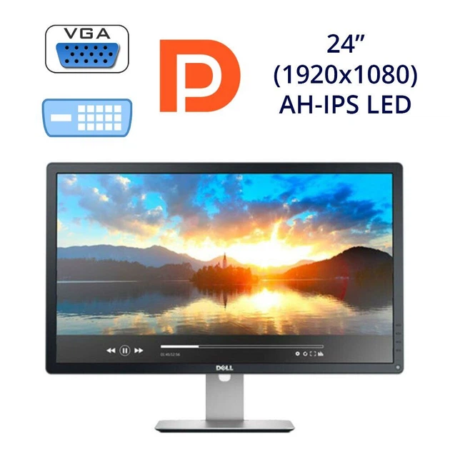 Монитор Dell P2414H / 24" (1920x1080) AH-IPS LED / 1x VGA, 1x DVI, 1x ...