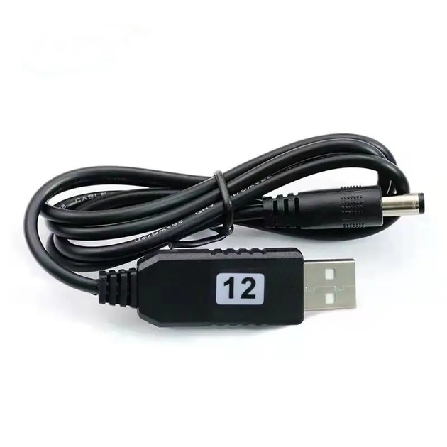 Кабель живлення роутера Usb Dc 12v 5 5 X 2 5 мм 1м Чорний фото