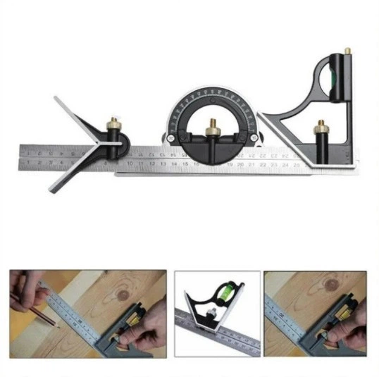 Угольник комбинированный с транспортиром угломер с уровнем глубиномером ...