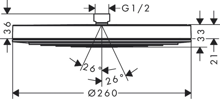 Верхний душ HANSGROHE Pulsify 260 1jet EcoSmart матовый черный 24141670 ...