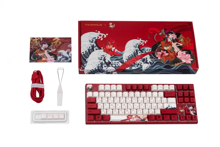 Механічна клавіатура Varmilo VEM87 Koi 87Key, EC V2 Rose, USB-A, EN/UKR ...