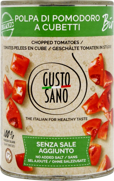Томаты очищенные резанные кубиками Gusto Sano Organic Chopped Tomatoes ...