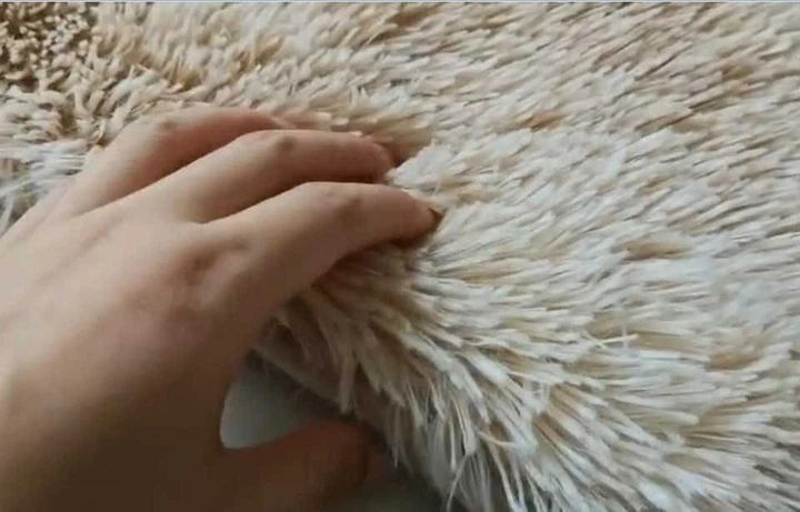 Меховый бежевый коврик Травка 150 200cм с длинным ворсом фото