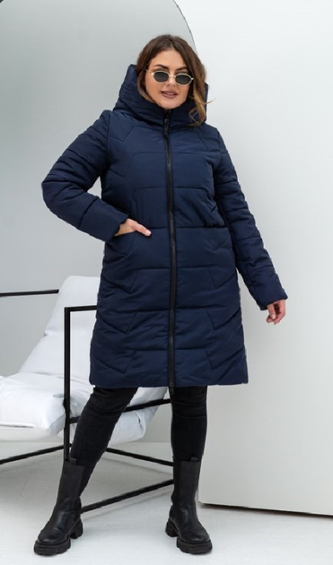Женское пальто зимнее с капюшоном MODA 200117 66 Синий (М-200117/2 U ...