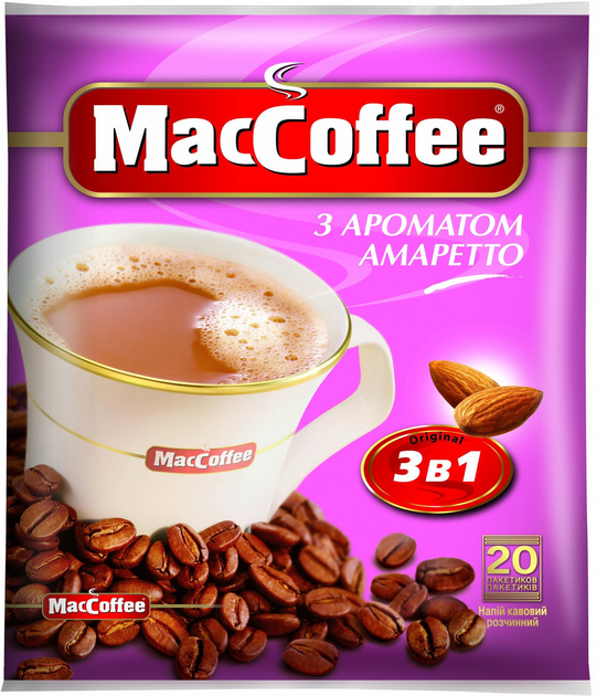 Купить MacCoffee 3 в 1 Амаретто кофейный напиток 20 пакетиков – ROZETKA ...
