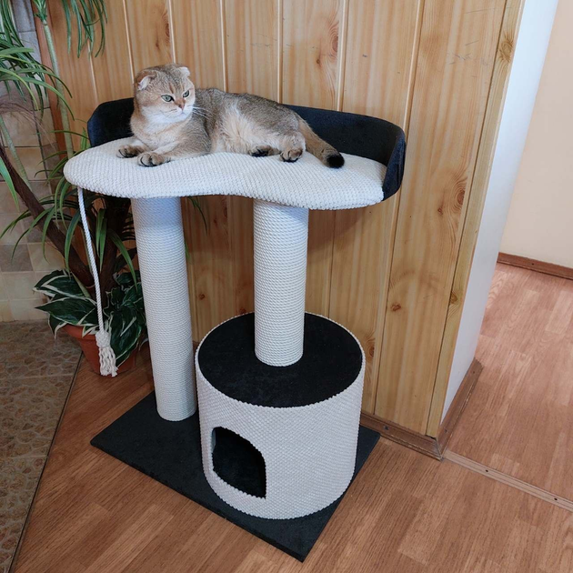 Кошачья когтеточка дряпка Вэнди 2 с домиком для кота, кошки в хб канате ...