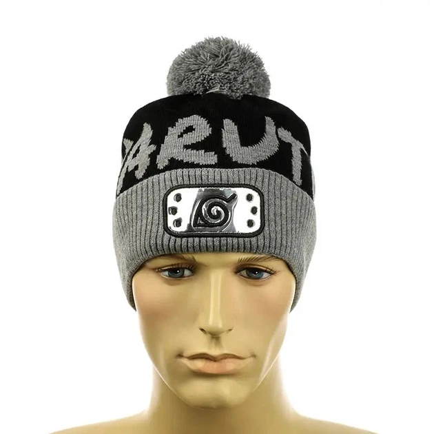 Детская зимняя шапка с помпоном Naruto (Наруто) FILEX One-Size Серый ...