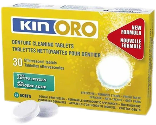 Таблетки для чистки зубных протезов Kin Oro Effervescent Tablets 30шт ...