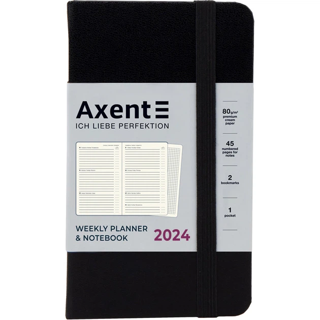 Еженедельник 2024 Axent 9*15 Pocket Strong 8508-24 - Черный – фото, отзывы, характеристики в ...