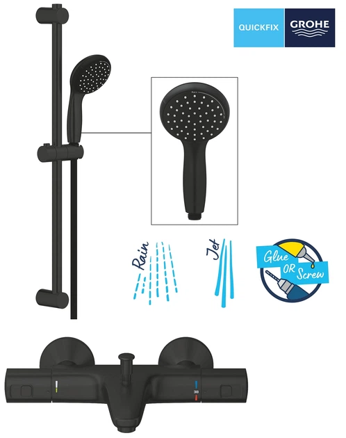 Смеситель для ванны с термостатом GROHE QuickFix Precision Start Black ...