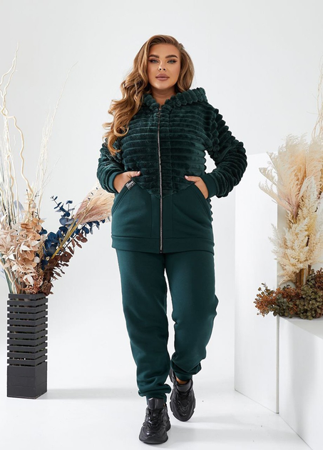 Прогулочный женский спортивный костюм на флисе с меховой кофтой 1051172 ...