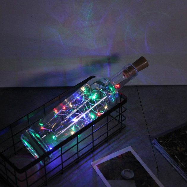 Светодиодная гирлянда нить (пробка) - 20 led 2м (разноцветные RGB ...