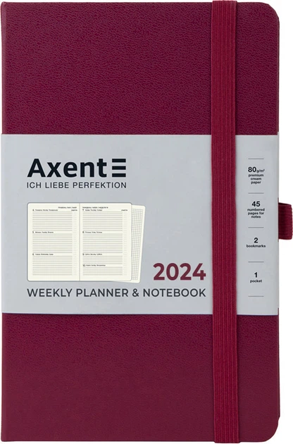 Щотижневик Axent Partner Strong 2024 12.5x19.5 см винний (8505-24-46-A) – фото, відгуки ...