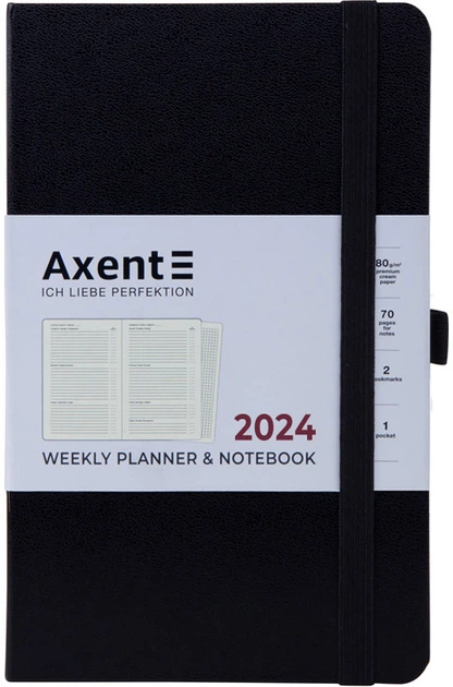 Щотижневик Axent Partner Strong 2024 12.5x19.5 см чорний (8505-24-01-A) – фото, відгуки ...