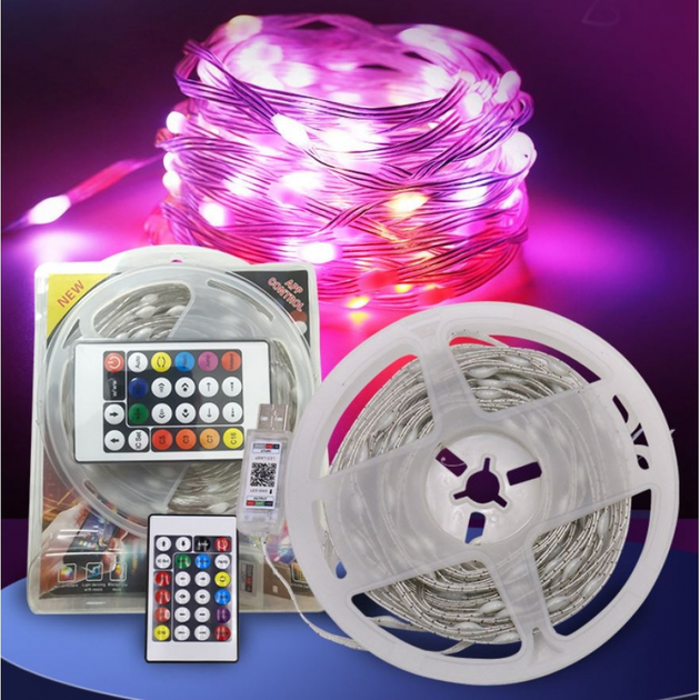 Розумна гірлянда нитка крапля роси RGB (РГБ) Bluetooth + пульт від USB ...