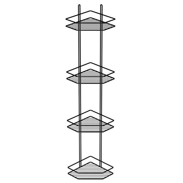 Полиця полочка кутова для ванної кімнати Метал Стиль чорний 4 яруси 2 контури розмір дна