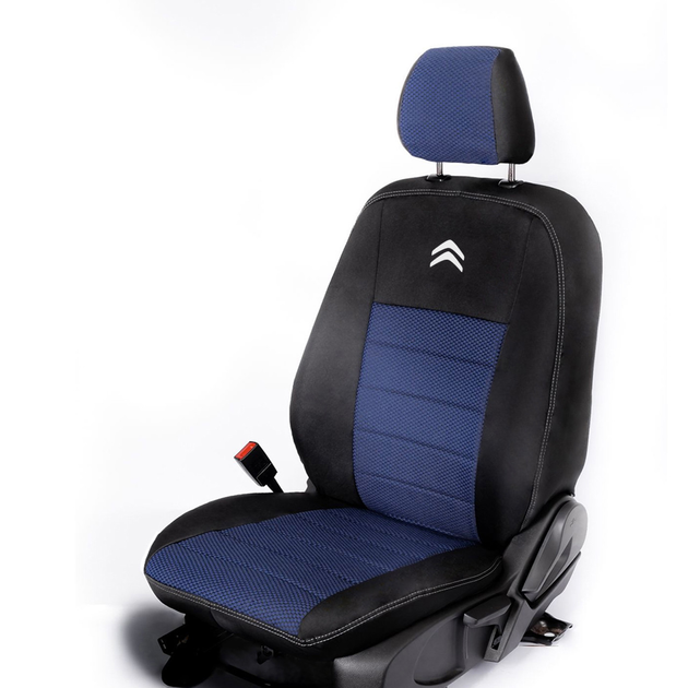Комплект модельных чехлов AMI.AUTO из автоткани черно-синие на Ситроен ...