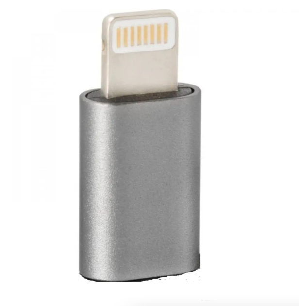 Переходник с Micro USB мама на Iphone lightning папа, хром – фото ...