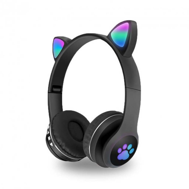 Беспроводные Bluetooth наушники Cat VIV-23M кошачьи ушки Чёрные Пластик ...