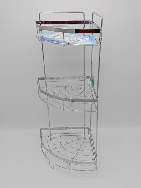 Полиця для ванної кутова нержавійка 3 ярусна Полиця етажерка у ванну кімнату навісна 31 22 Cm H