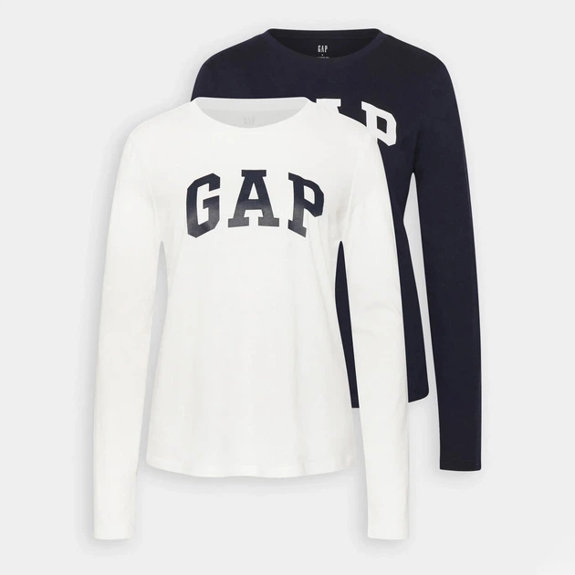 Лонгслив длинный женский Gap 448983740 Xs 2шт Белый Синий 1159793358 в интернет магазине