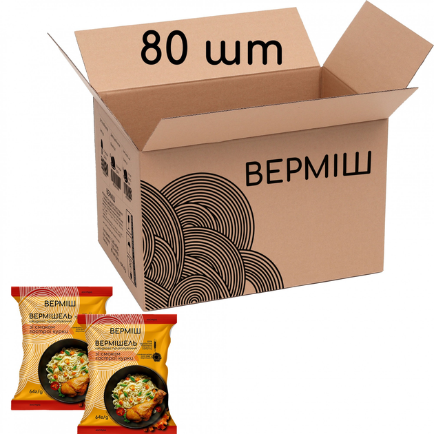 Вермишель быстрого приготовления ВЕРМІШ со вкусом острой курицы 64 г х ...