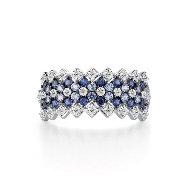 Кольцо из белого золота с бриллиантами и сапфирами 1777267, размер 20.5 ...