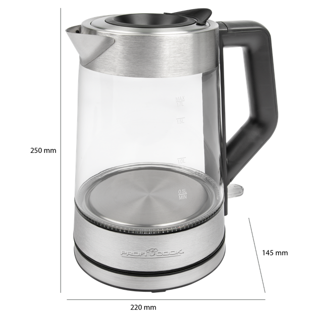 Стеклянный электрочайник с подсветкой Profi Cook (Германия) 1850 Вт ...