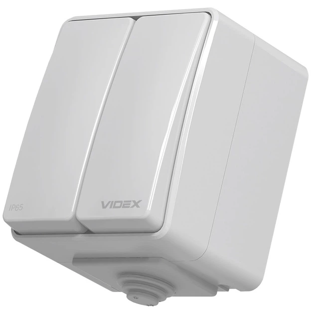 Захищений зовнішній вимикач 2-клавішний VIDEX BINERA IP65 VF-BNW12-G – фото, відгуки ...