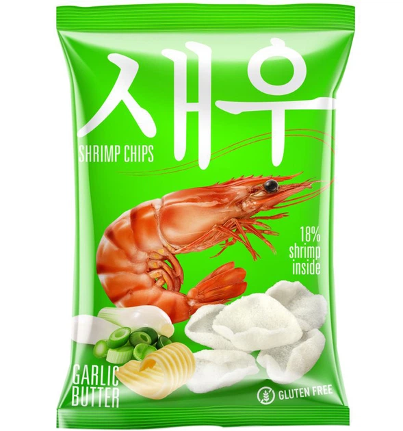 Креветочные чипсы Shrips со Сливочно-чесночным вкусом 50 г (0.05 кг ...
