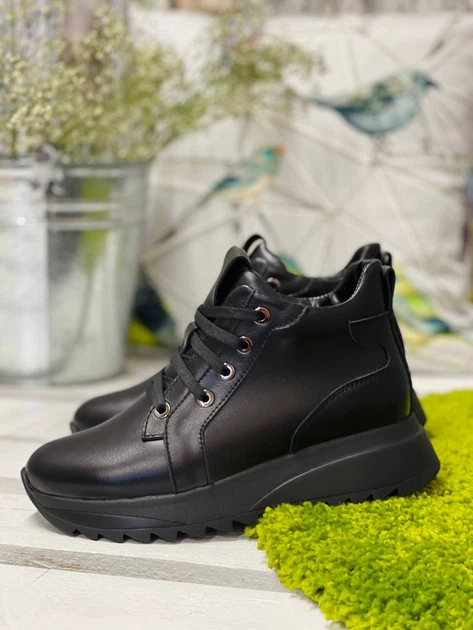 Чорні жіночі кросівки з натуральної шкіри Prellesta 2345-01 38 Чорний ...