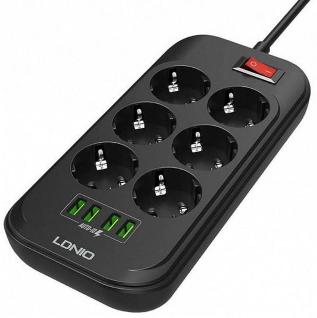 Сетевой удлинитель фильтр на 6 розеток и 4 USB кабель 2 м LDNIO SE64O3 ...