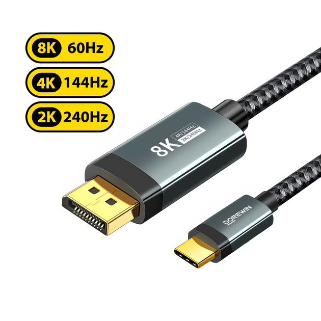 Кабель Dorewin Thunderbolt USB 3.1 Type-C - Displayport 1.4 8K 60Hz 2 м ...