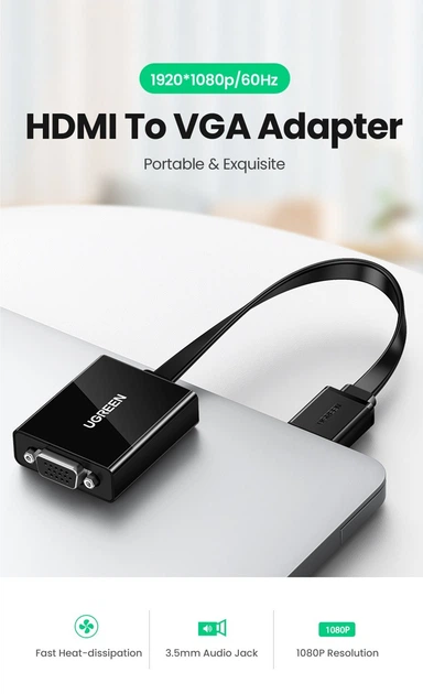 Адаптер UGREEN MM103 HDMI to VGA + 3.5mm + micro-USB Power Port Black (40248) – фото, отзывы ...