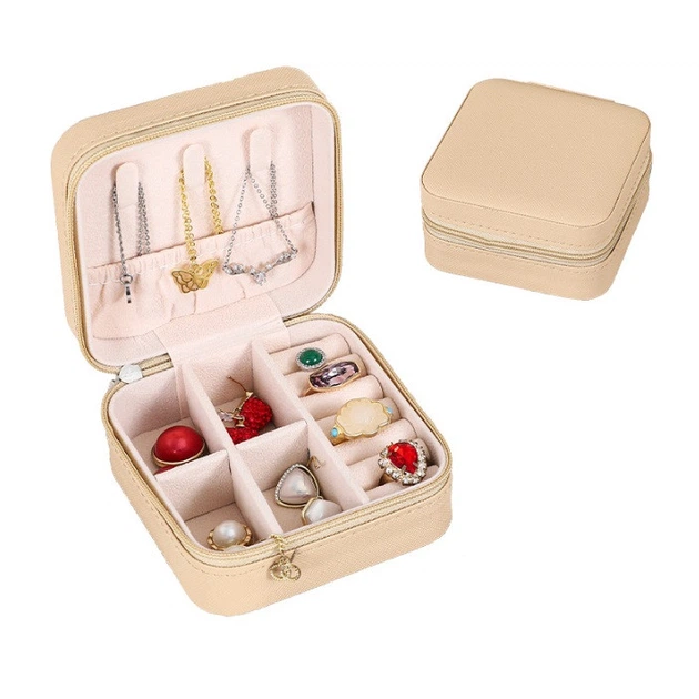Шкатулка органайзер для хранения украшений Noemi футляр для бижутерии 10х10х5 см бежевый от