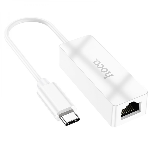 Переходник Hoco UA22 Type-C to Ethernet adapter (100 Mbps) Белый RJ-45 ...