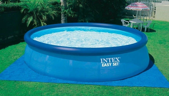 Бассейн семейный Intex 28143 надувной 396х84 см, синий – фото, отзывы ...