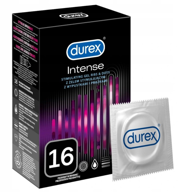 Презервативы Durex Intense с полосками и стимулирующим гелем 16 шт ...