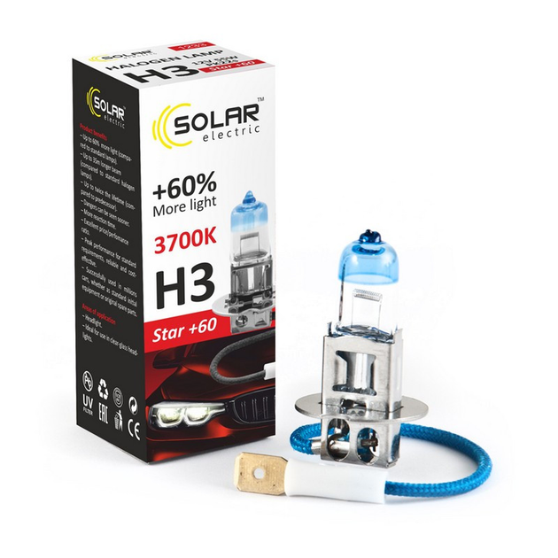 Галогеновая лампа Solar H3 12V 55W PK22s Starlight +60% (1233) – фото ...