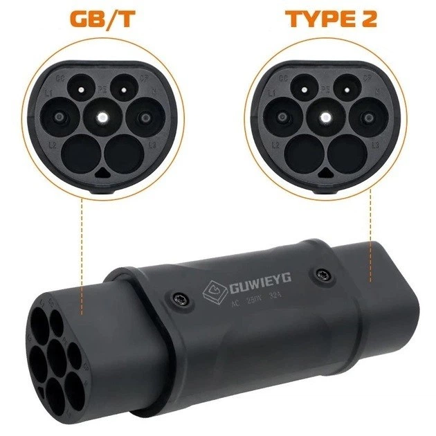 Перехідник, адаптер TYPE 2 - GBT 7.2кВТ 32А для зарядки китайських електромобілів GUWIEYG – фото ...
