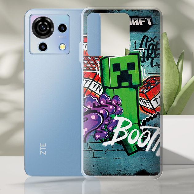 Чохол BoxFace ZTE Blade V50 Vita Minecraft Graffiti Прозорий силікон ...